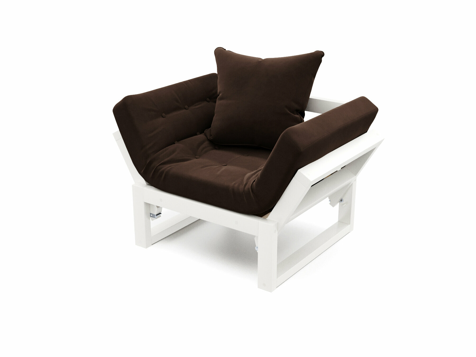 Кресло Arsko Амбер-С, коричневое-белая эмаль, велюр, массив дерева, с подлокотниками, садовое, на дачу, скандинавский лофт