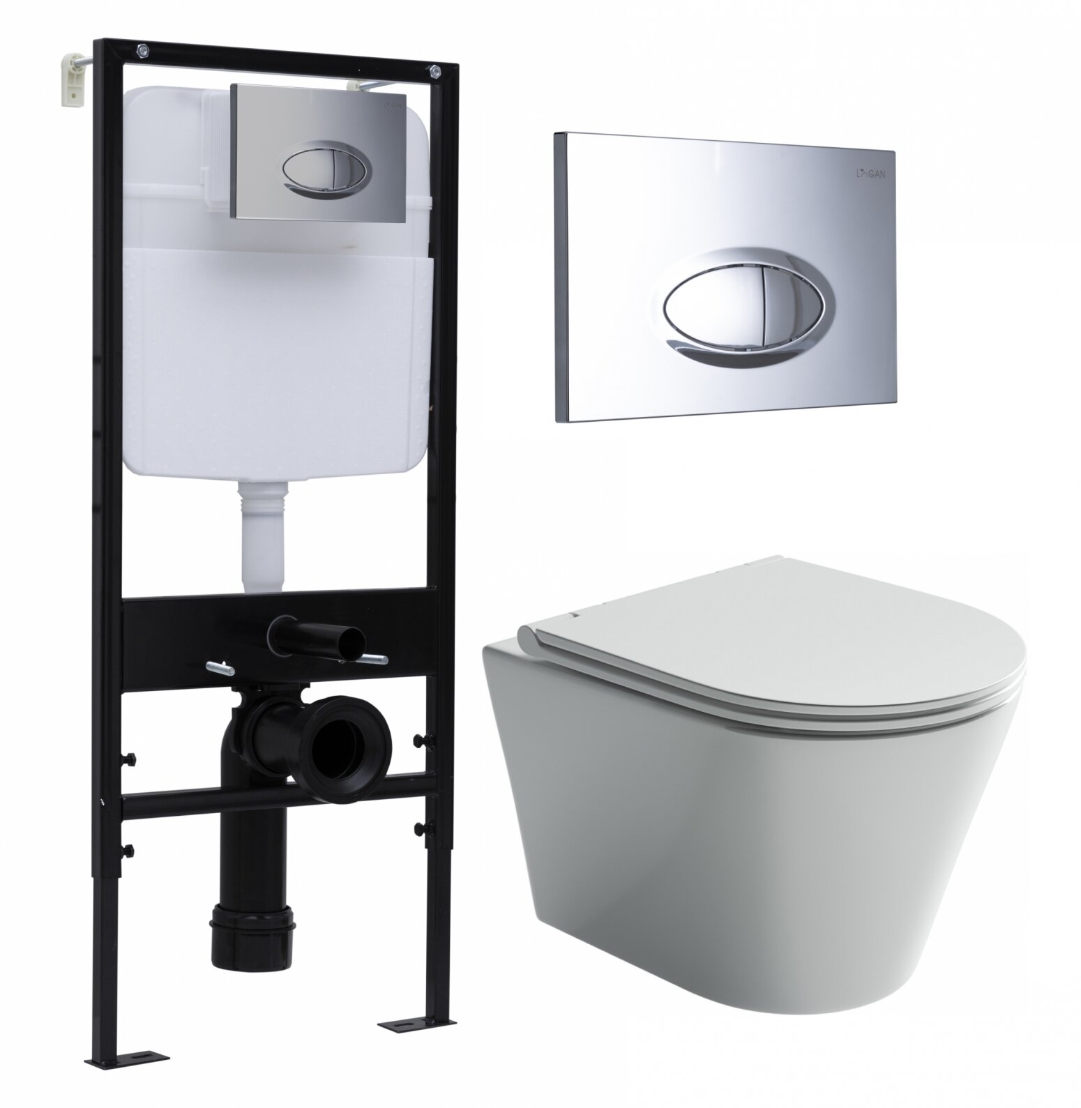 Комплект 3 в 1 инсталляция Logan H1067-1170 297674 + Унитаз подвесной Ceramica Nova Forma CN3011 + кнопка хром