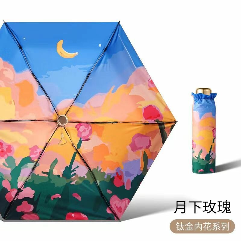 Зонт "Rose Under the Moon", виниловый, УФ-защита, складной, компактный