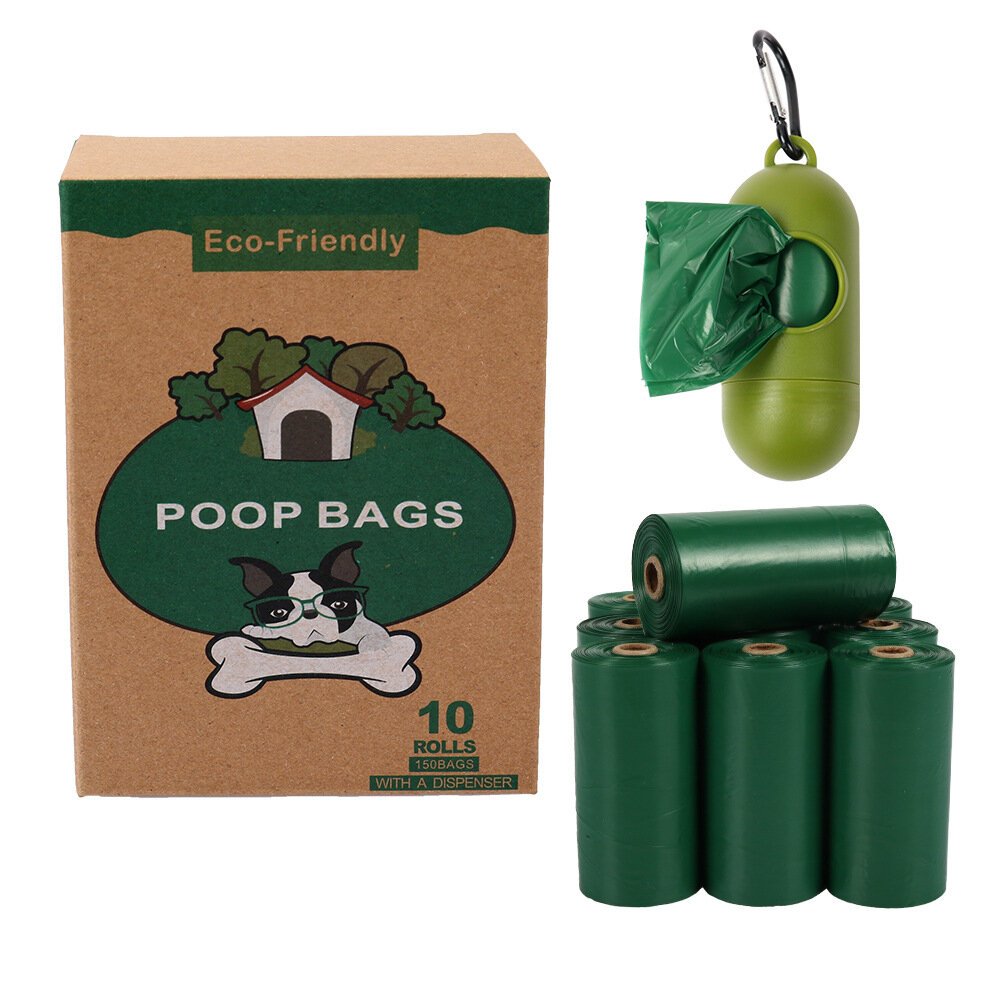 Прочные биоразлагаемые мешки для собачьего помета, 10 рулонов с дополнительным, не протекают, экологичное решение