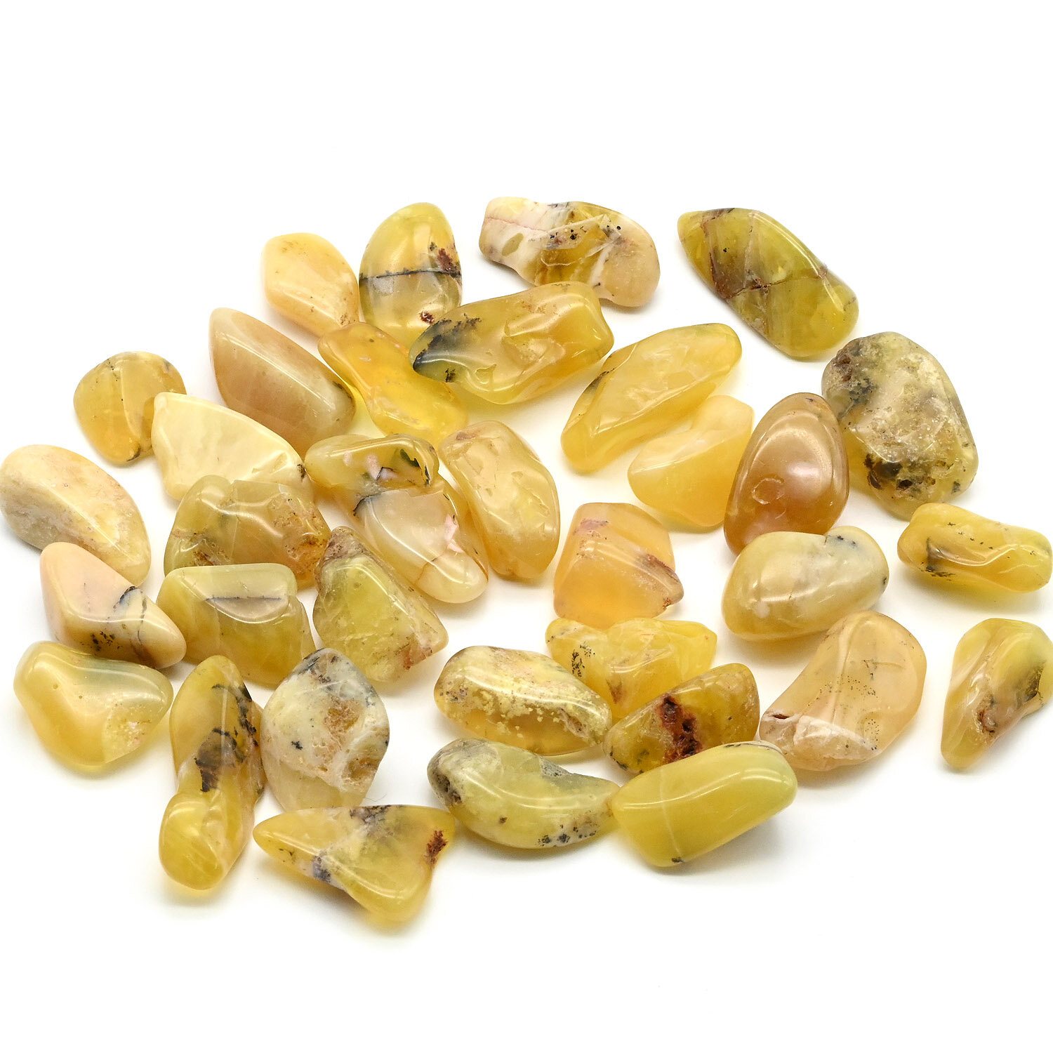 Опал желтый галтовка фракция 10-25мм, упаковка 100г (B) .