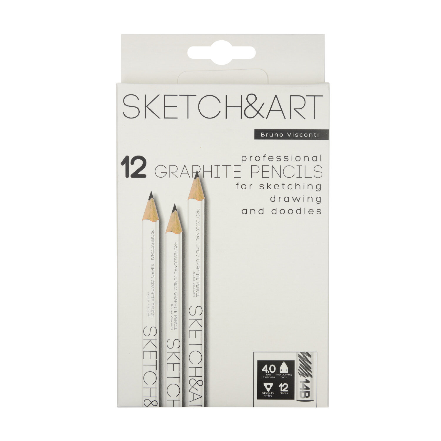Карандаш чернографитовый "Sketch&Art. Jumbo" 14В, 4 MM Набор 12 шт.