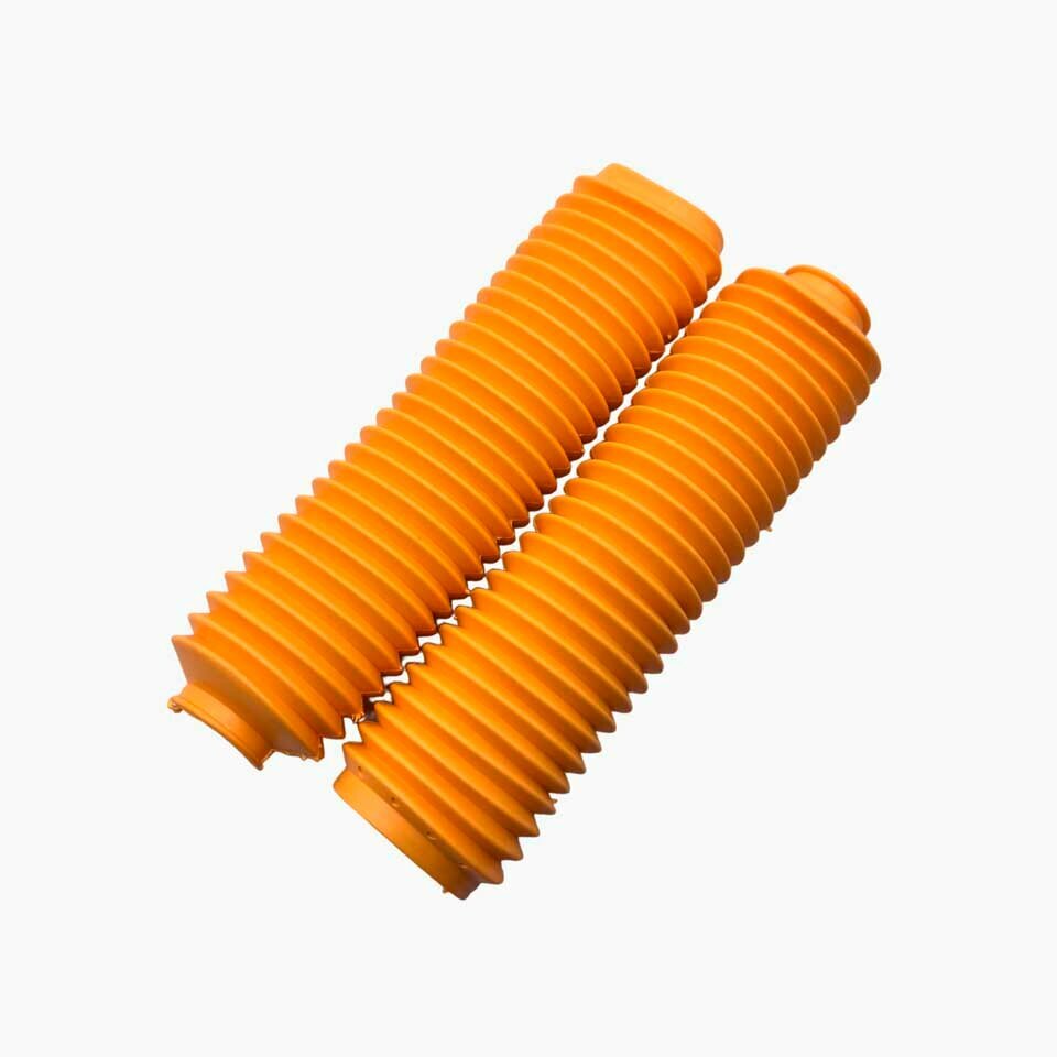 Гофры передней вилки на мотоцикл кроссовый Motoland, Racer, Yamaha оранжевые