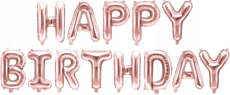 Набор шаров-букв (16'/41 см) Мини-Надпись "Happy Birthday", Розовое Золото, 1 шт. в упак.