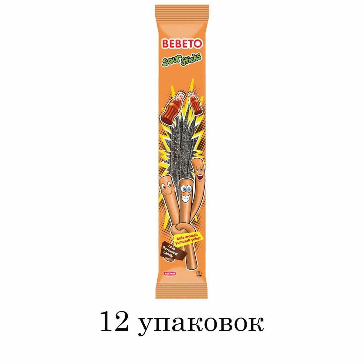 Bebeto мармелад жевательный Sour Sticks Кола, 30г, 12 уп