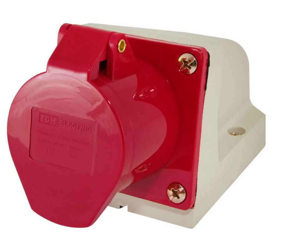 Розетка силовая TDM Electric / ТДМ Электрик 115 стационарная в корпусе из самозатухающего пластика, красная, 3Р+Е+N 16А 380В, IP44 / электрика