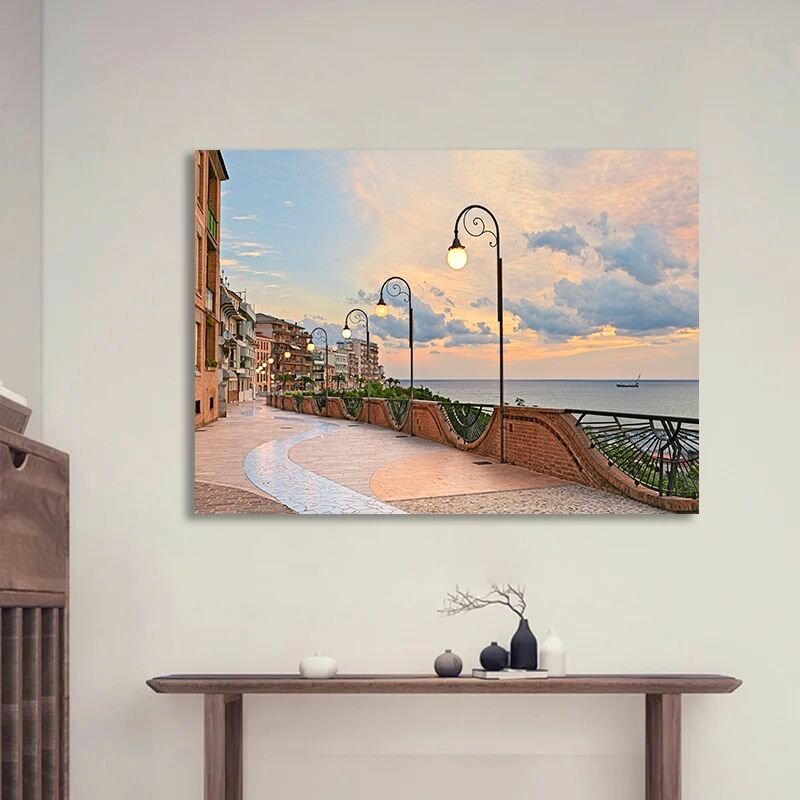 Картина "Италия, Набережная", холст, на подрамнике, печать, дерево, 20x30 см