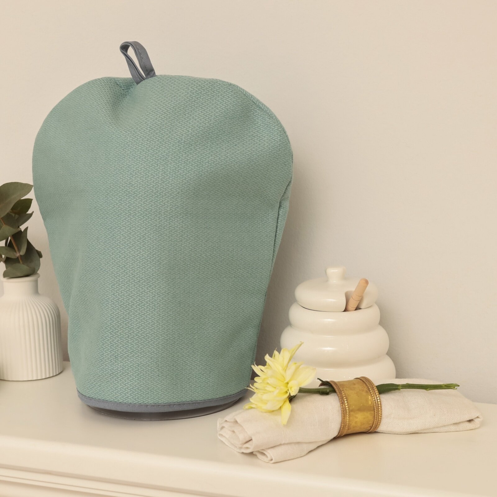 Грелка на чайник Этель Home collection green 28х28см, 61%лён, 39%хл, 10609983