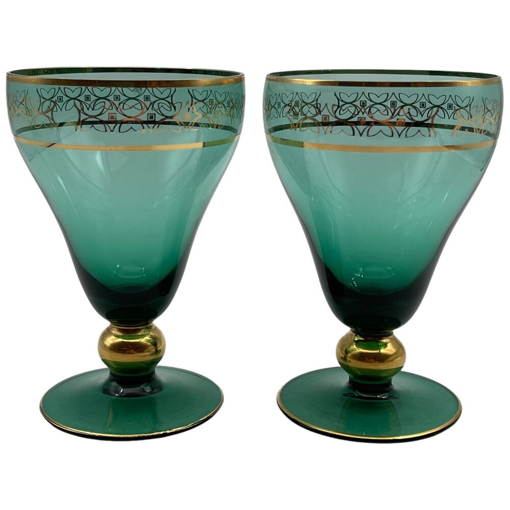 Фужер "Жасмин" (2 шт), 250 мл, стекло, позолота, 1980-1990 гг, Богемия, Чехословакия