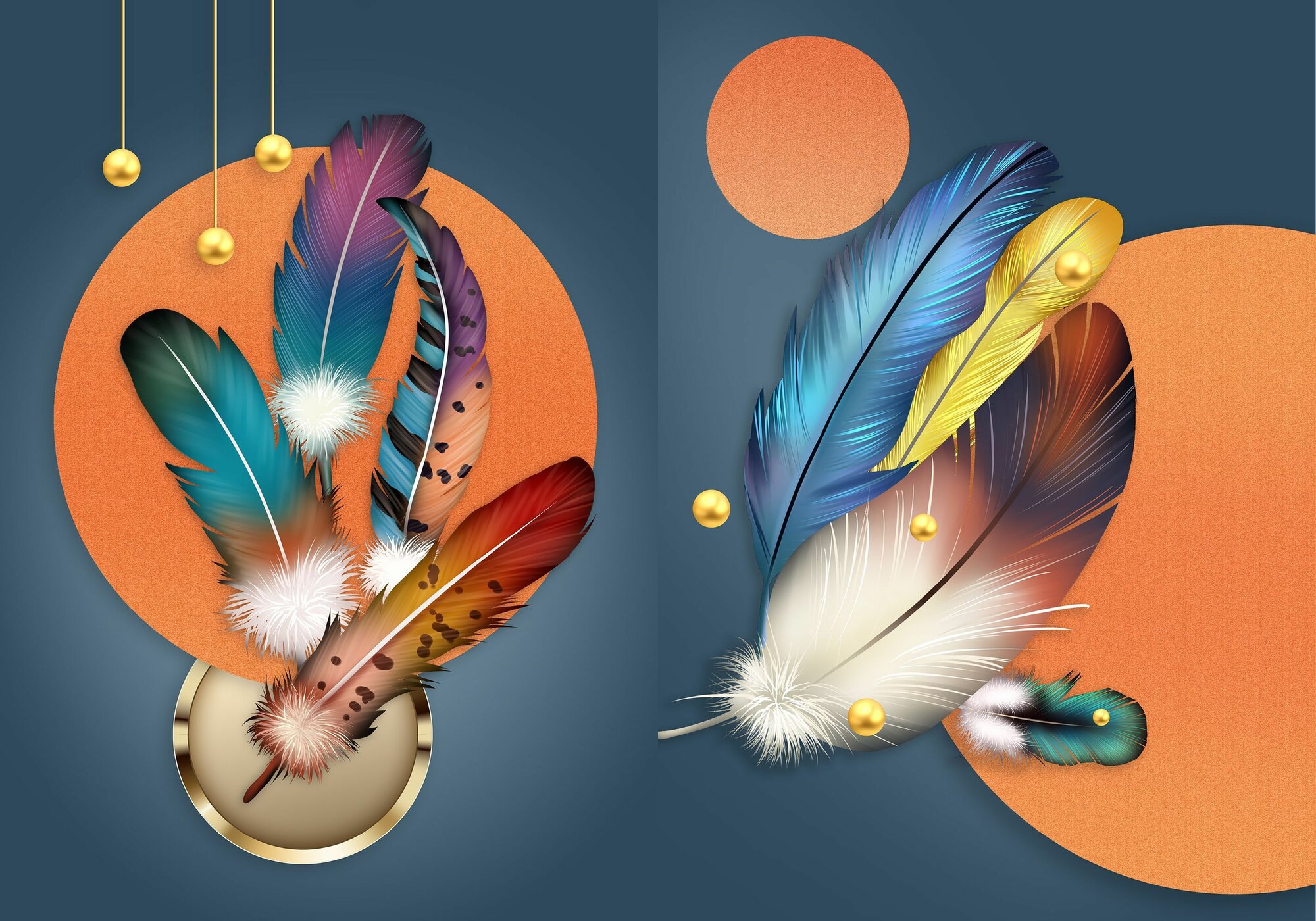 Фотообои Перья и геометрия 270х400 см