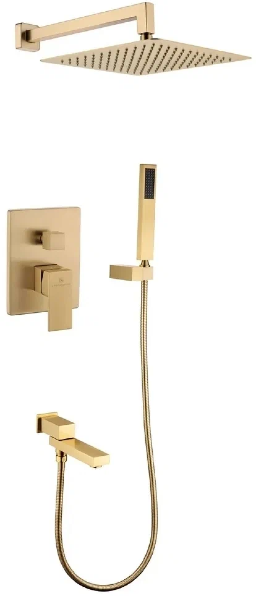 Душевая система скрытого монтажа Grocenberg GB5089MG-1 Матовый золото, высокий душ