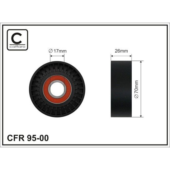 Ролик ремня ГРМ для автомобиля, CAFFARO 95-00 (1 шт.)