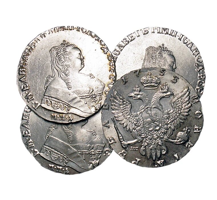 Рубль 1745-1753 Елизавета, серебро т/н 1 штука сувенирная копия монеты, нумизматика, деньги для коллекции
