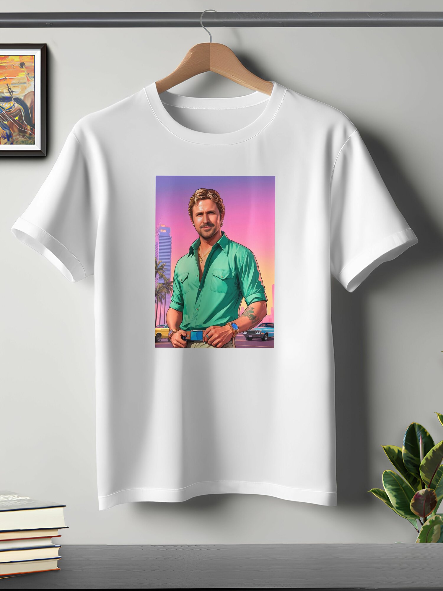 Футболка  Детская ONEQ 122 (7-8) размер с принтом Райан Гослинг, белая