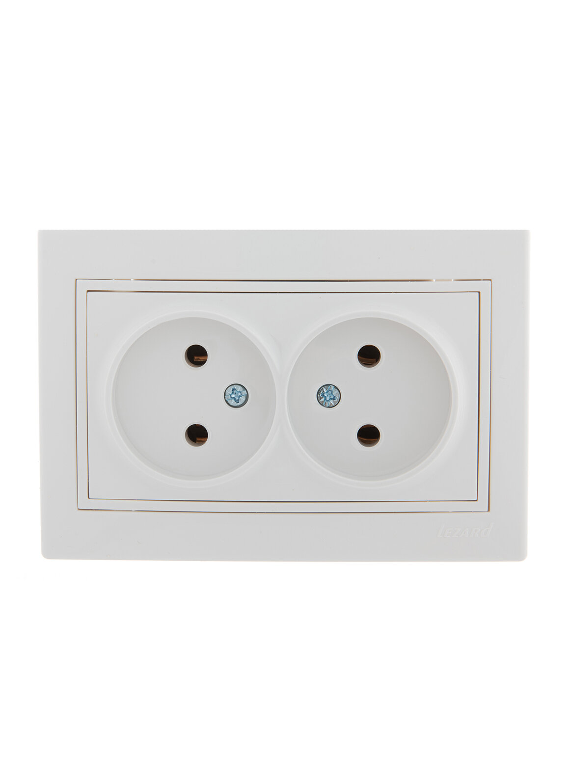 Розетка LEZARD MIRA двойная без заземления керамика белый с белой вставкой