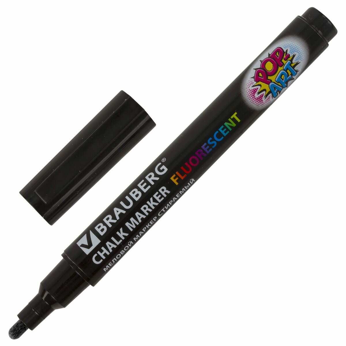 Маркер меловой Brauberg Pop-Art (3.5мм, черный) (151525), 10шт.