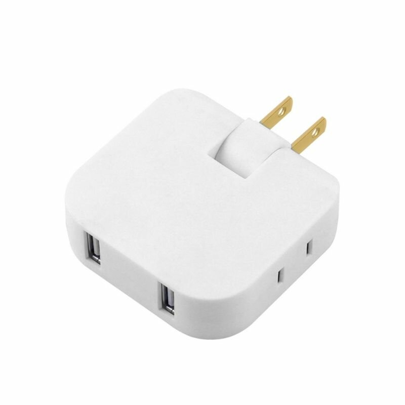 Двухконтактный штекер с поворотом на 180 градусов и американским стандартом USB-белый