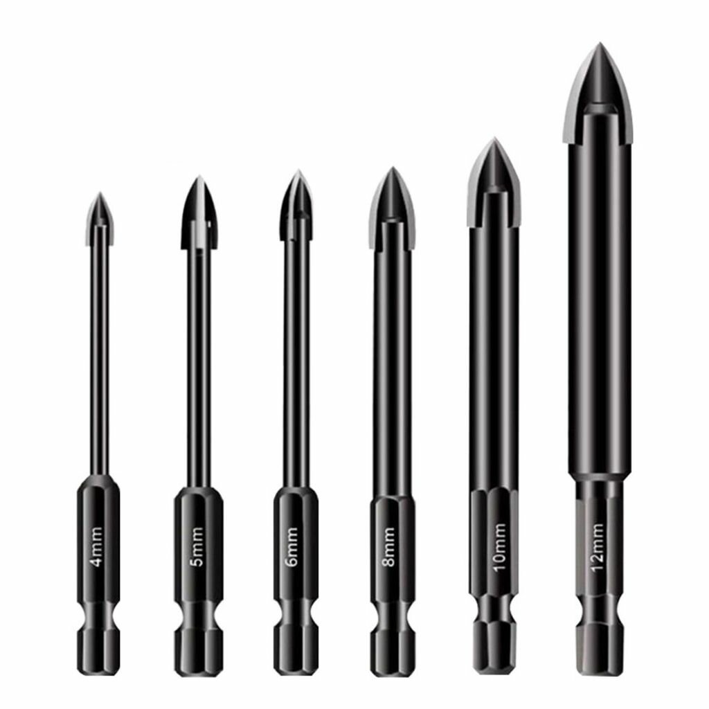 Шестеро набор, буровые сверла для кафельной плитки - черные