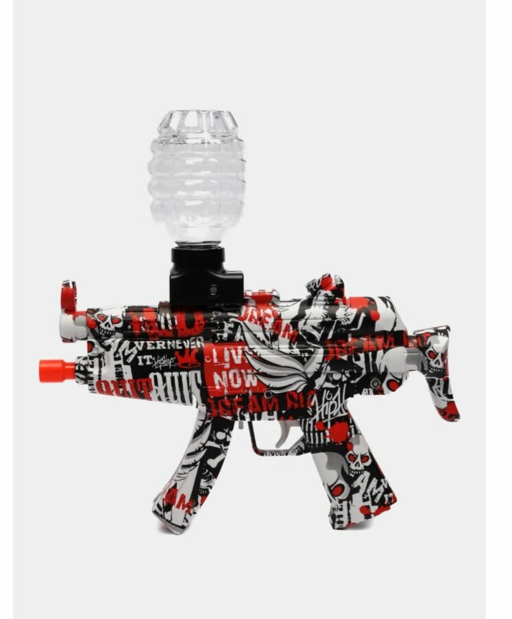 Детский Орбиз Автомат MP5 mini , стреляет мягкими шариками, гидрогеилевый автомат, гидробольный MP5 (Черепа Красный/Белый)