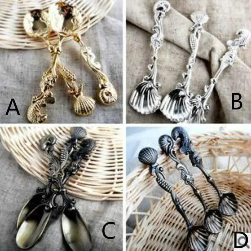 Винтажная кофейная ложка, 3 шт./упак, элегантная ложка для перемешивания чая и кофе, идеальный подарок на свадьбу, тема океана