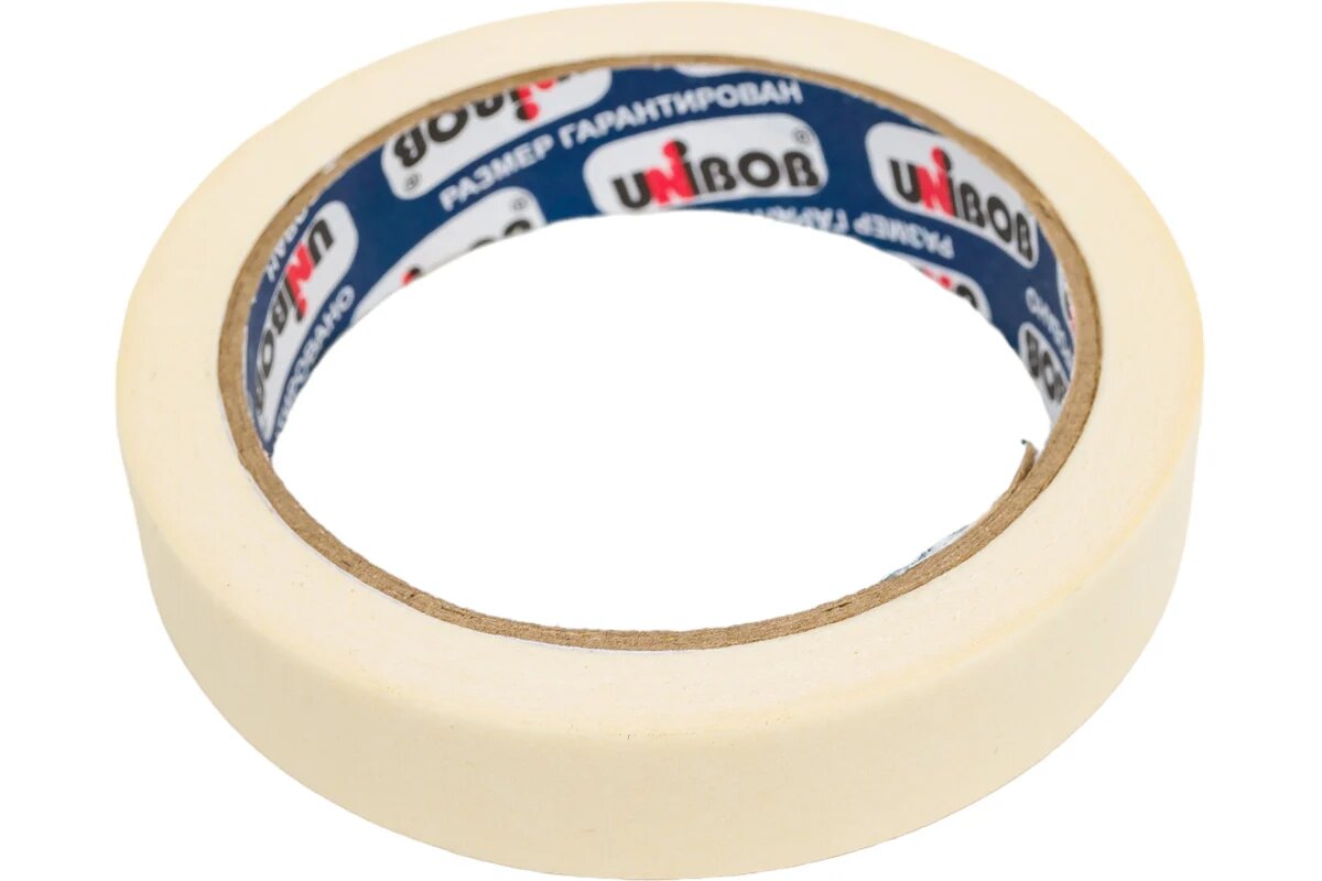 UNIBOB малярная клейкая лента 19 мм × 25 м для защиты краёв при окраске и отделке
