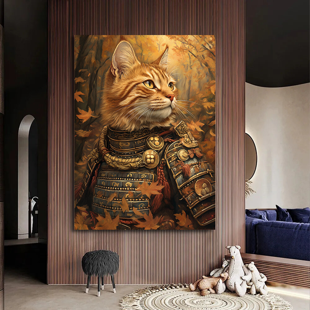 Котики / В японском стиле, картина кот / постер, 50х70 см.