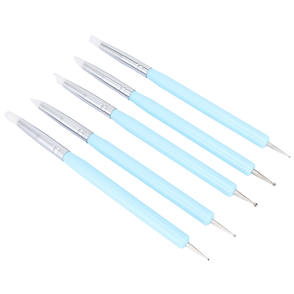 Набор из 5 инструментов для лепки из глины с силиконовыми насадками, инструменты для лепки и обработки керамики, аксессуары для рукоделия.