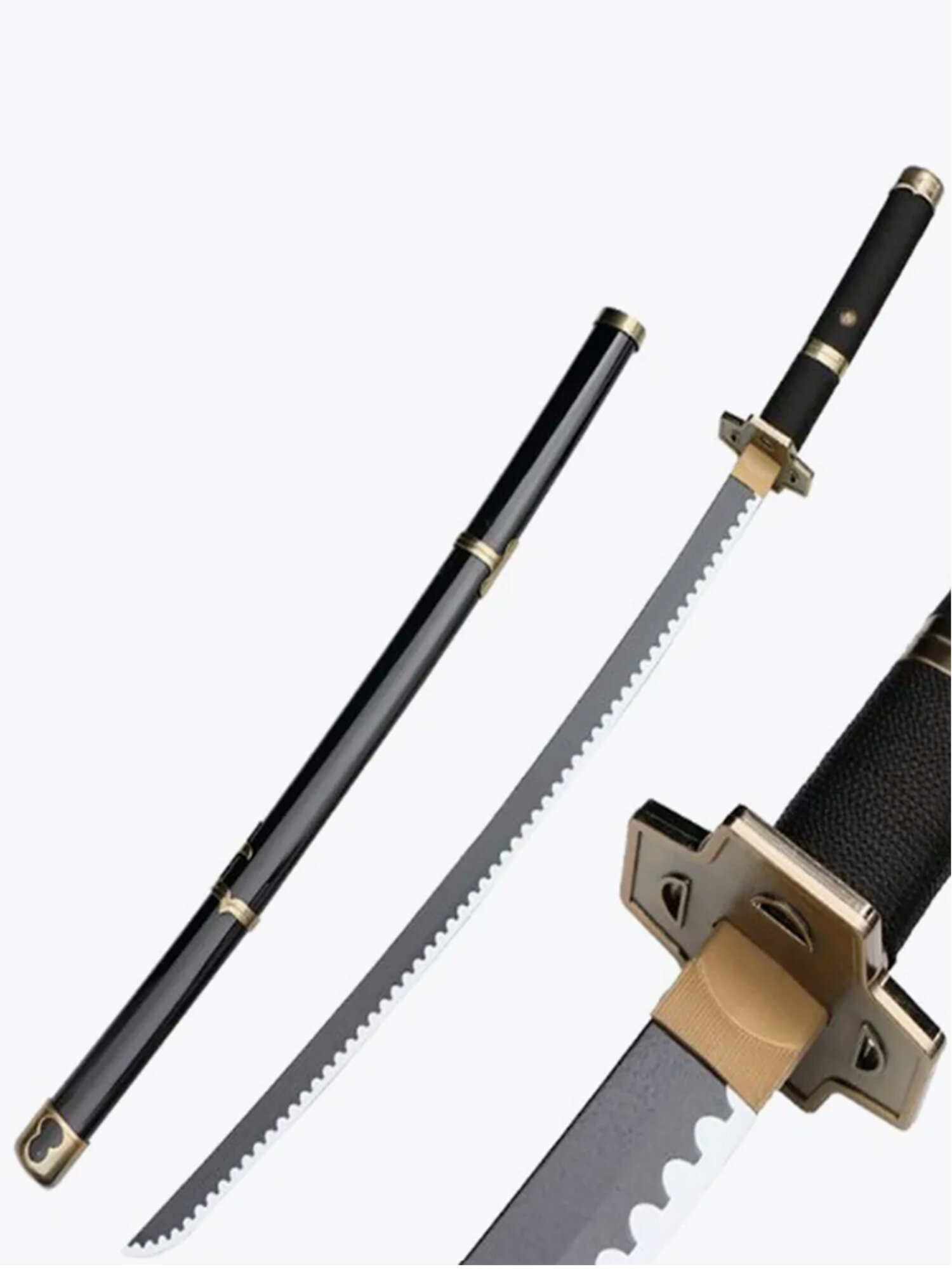 Катана, сувенирная, из металла, чёрного цвета, с подставкой.