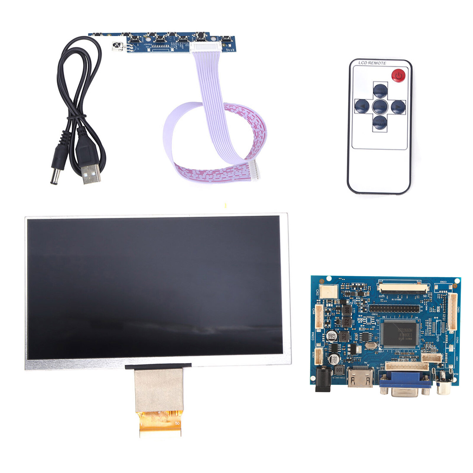 7-дюймовый ЖК-TFT дисплей 1024*600, HDMI/VGA, экран для Raspberry Pi 3/2