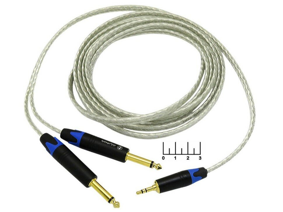 Шнур AUD 3.5 стерео-AUD 6.3*2 моно 3м silicon Coraon
