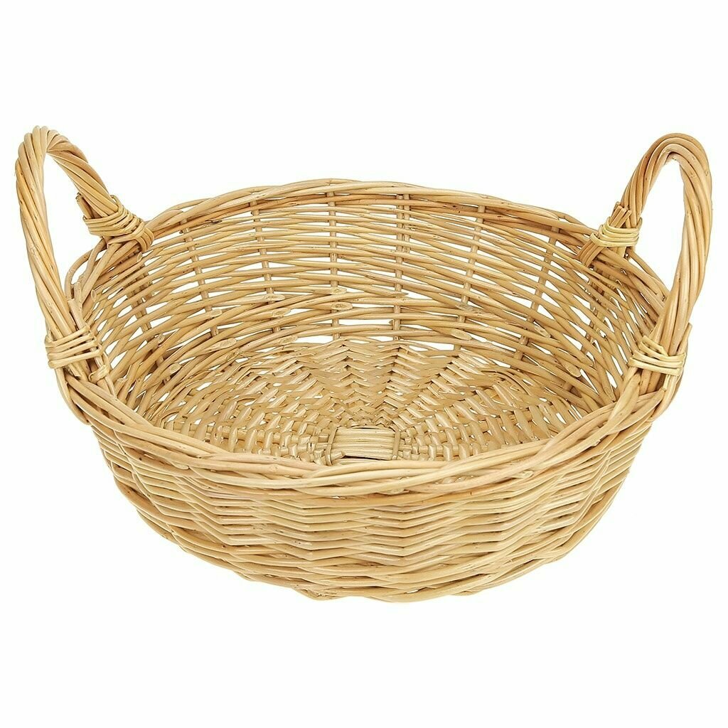 Корзина Вятская корзина плетеная "Ушат-3" д31 см, h 9 см, высота с ручкой 18 см, круглая, лоза ручное плетение (НХП0080/1/3)