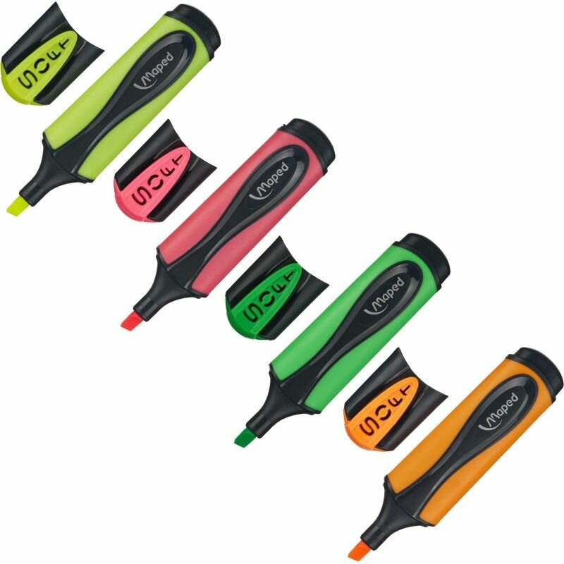 Набор текстовыделителей Maped 4 штуки, "Fluo Pep's Ultra soft", линия 1-5 мм (746047)
