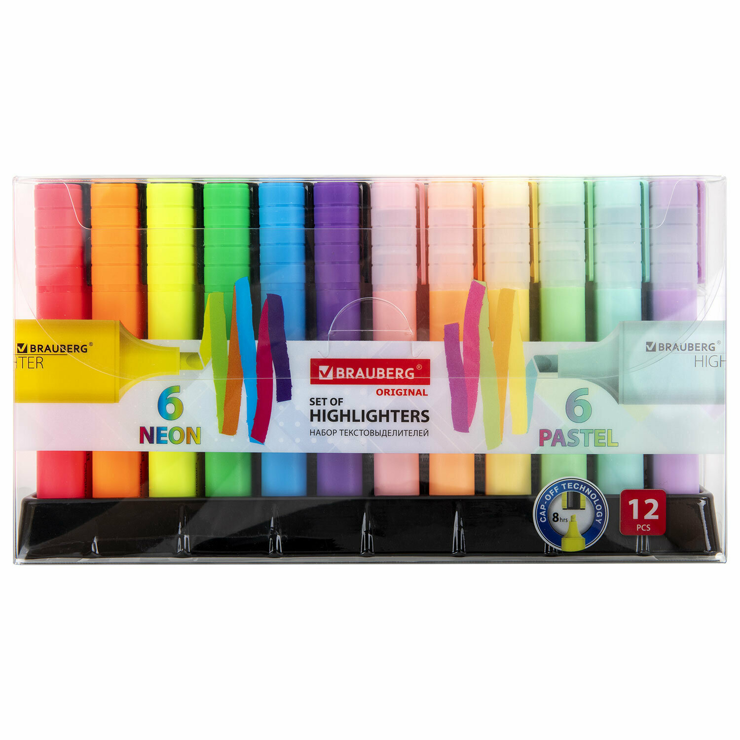 Набор текстовыделителей Brauberg 12 цветов, "Original", линия письма 1-5 мм 152217