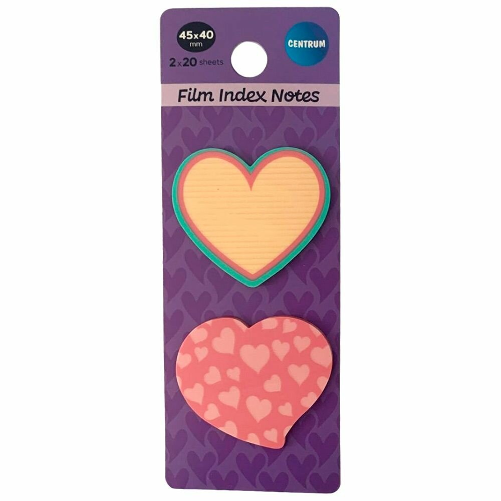 Клейкие листки-индексы Centrum "Heart", 45х40 мм, 2 вида по 20 листов (89817)