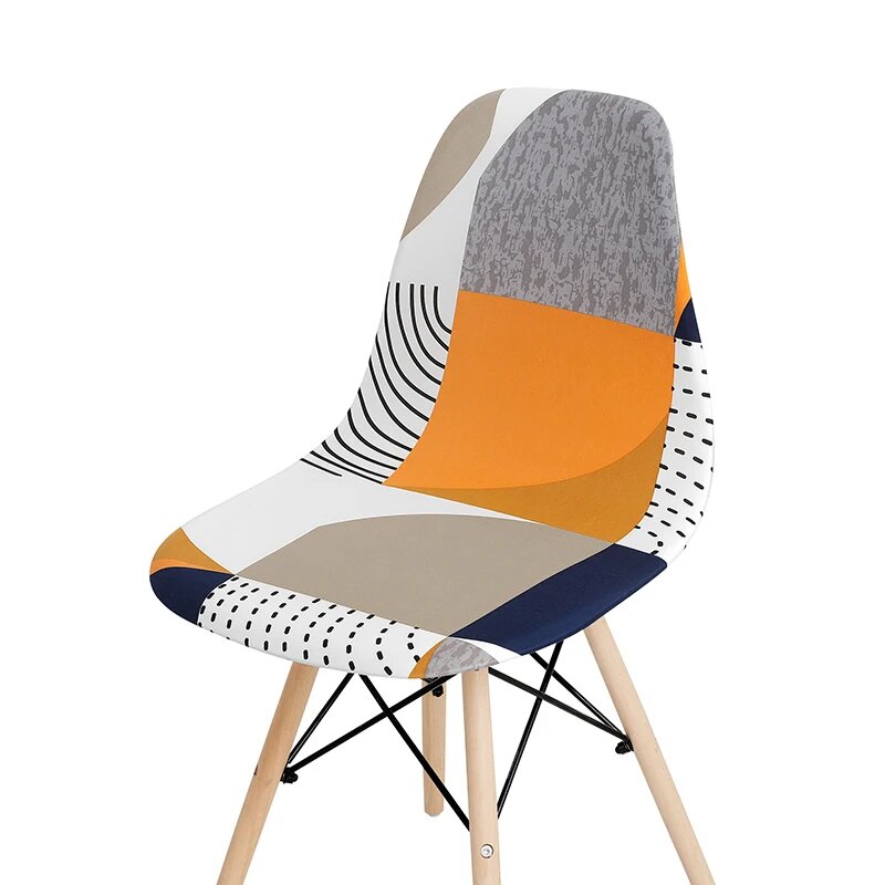 Сплошной цвет чехол на стул в виде ракушки, эластичные дешевые чехлы на стулья с короткой спинкой, чехлы на обеденные сиденья с принтом для домашнего бара, отеля, вечеринки, банкета