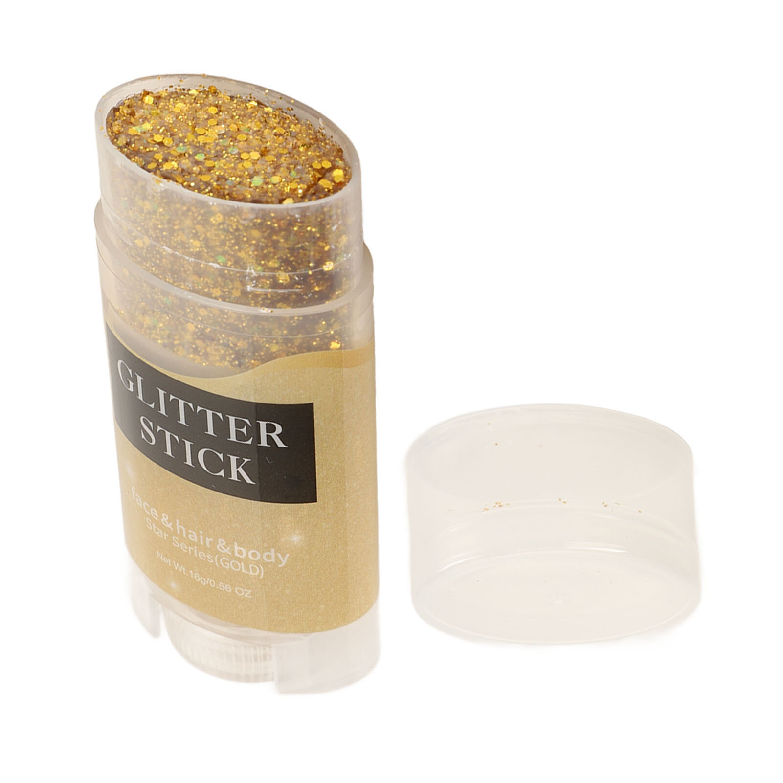 Gold Body Glitter Stick Safe Holographic Sequins Paint Sparkling Face Gel Makeup for Hair Eyes Lip 0.6oz