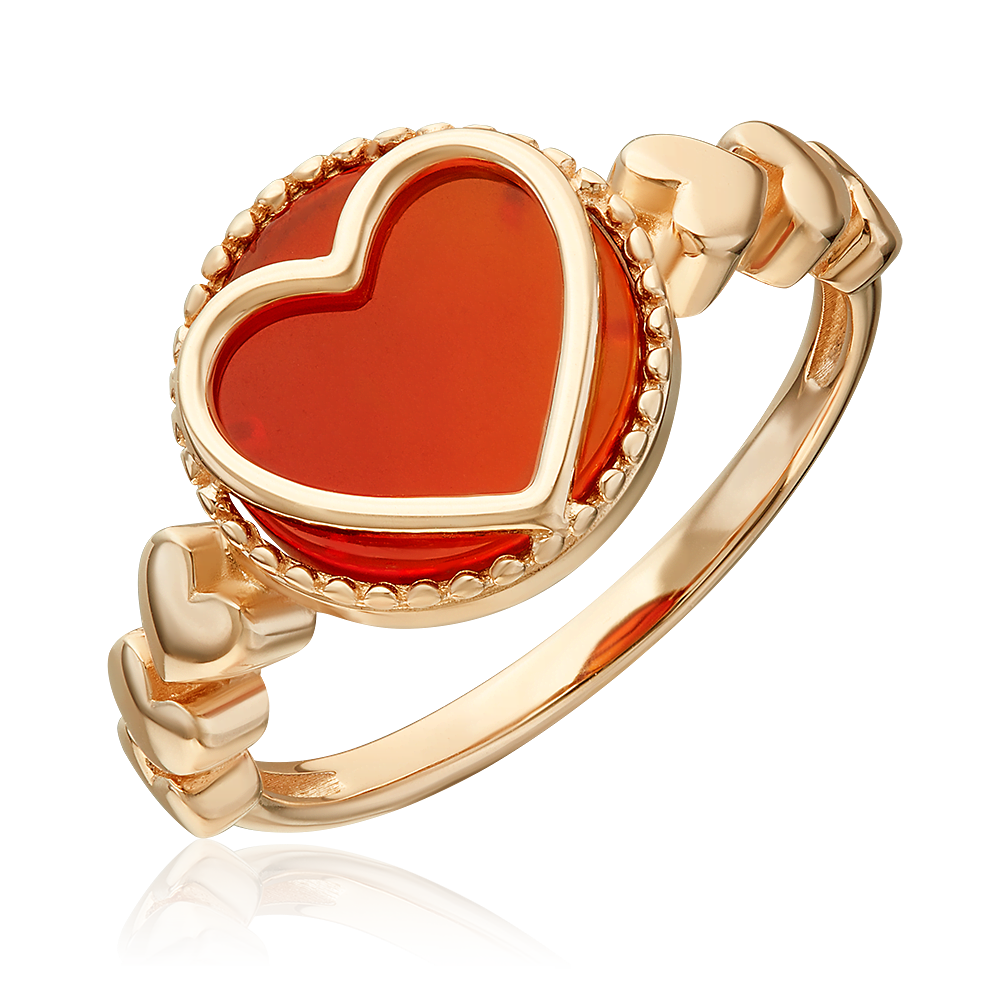 Кольцо, красное золото, 585 проба, сердолик