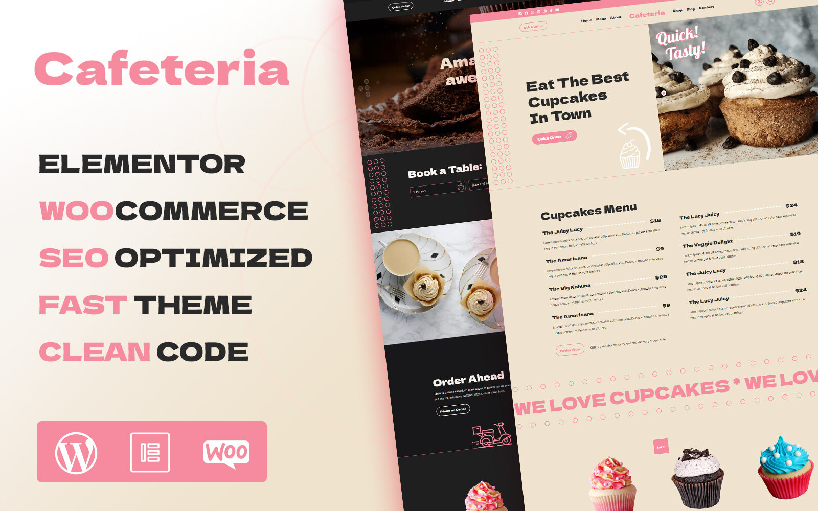 Подарочный сертификат на Шаблон для сайта Вордпресс с демоконтентом Cafeteria WordPress Theme for Cupcakes Shop