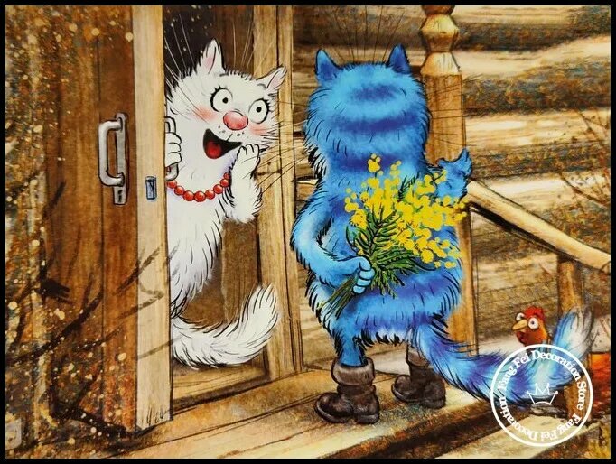 Алмазная мозаика на подрамнике "Синий Кот" круглые бриллианты 40х50см