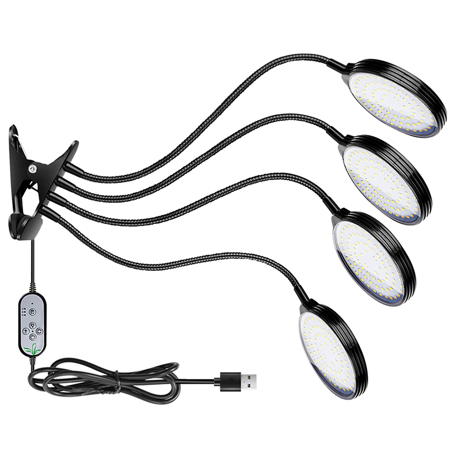 USB-светильник для выращивания растений, 312 светодиодов, солнечный свет, полный спектр, регулируемая настольная лампа с зажимом для выращивания комнатных растений, 5 уровней регулировки яркости, таймер 4/8/12 ч