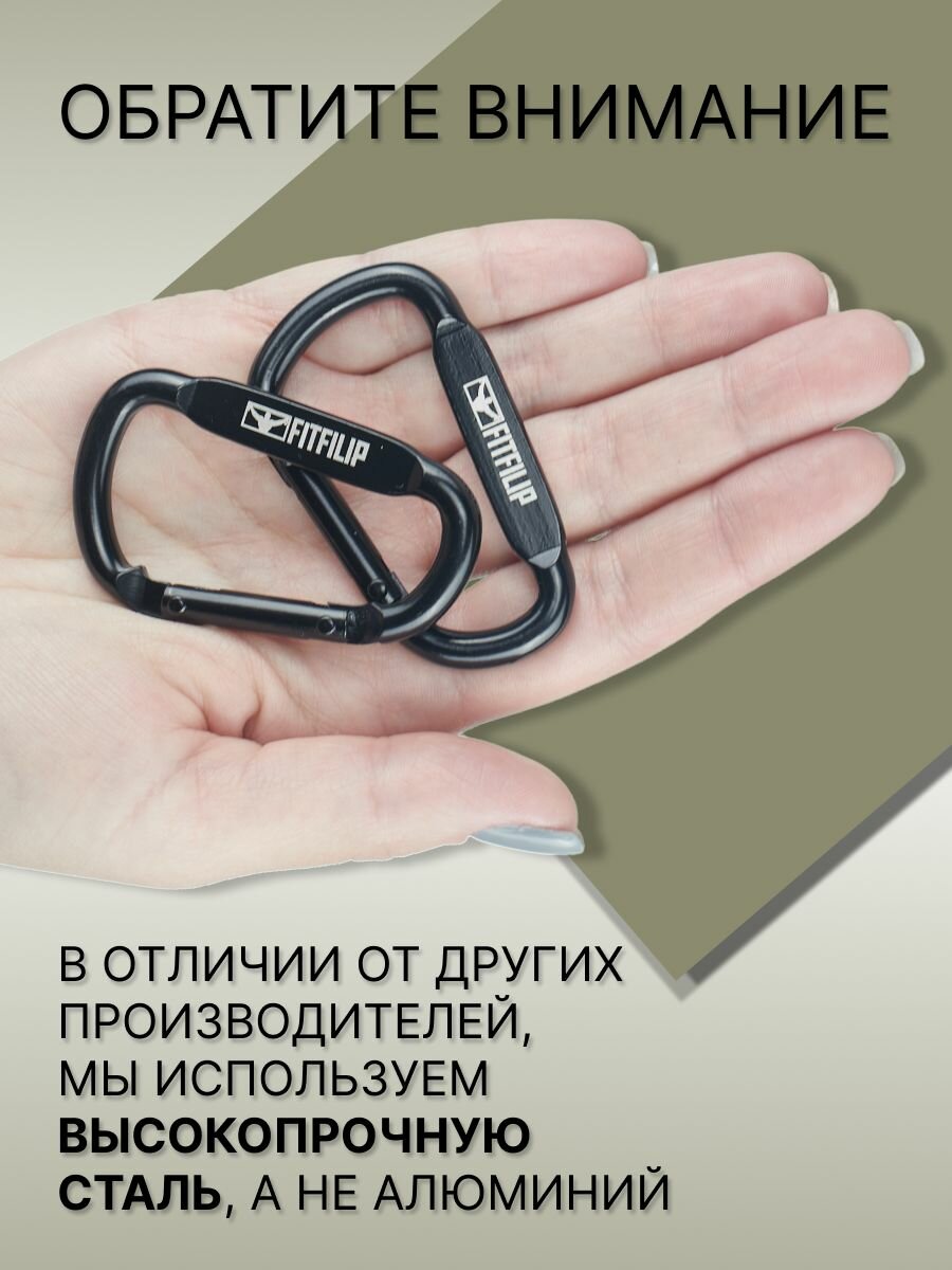 Карабины универсальные металлические FITFILIP, 2 шт, толщина 6мм