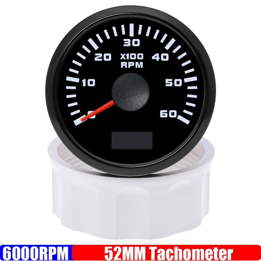 Тахометр 2 дюйма, 52 мм, 3000 об/мин, 4000 об/мин, 6000 об/мин, 70000 об/мин, тахометр 8000 об/мин, измеритель оборотов красного света для лодки, морского автомобиля, 12 В, 24 В, на заказ 6000RPM BB