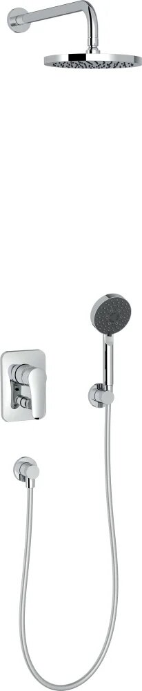 Душевой комплект Jacob Delafon Modulo E30759-CP 5 в 1, встраиваемый, с внутренней частью в комплекте, со смесителем, с тропическим душем, латунный, хром, глянцевый, душевая система