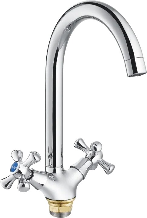 Смеситель для кухни Cron CN42 CN4242-2 с поворотным изливом, хром, глянцевый, вентильный