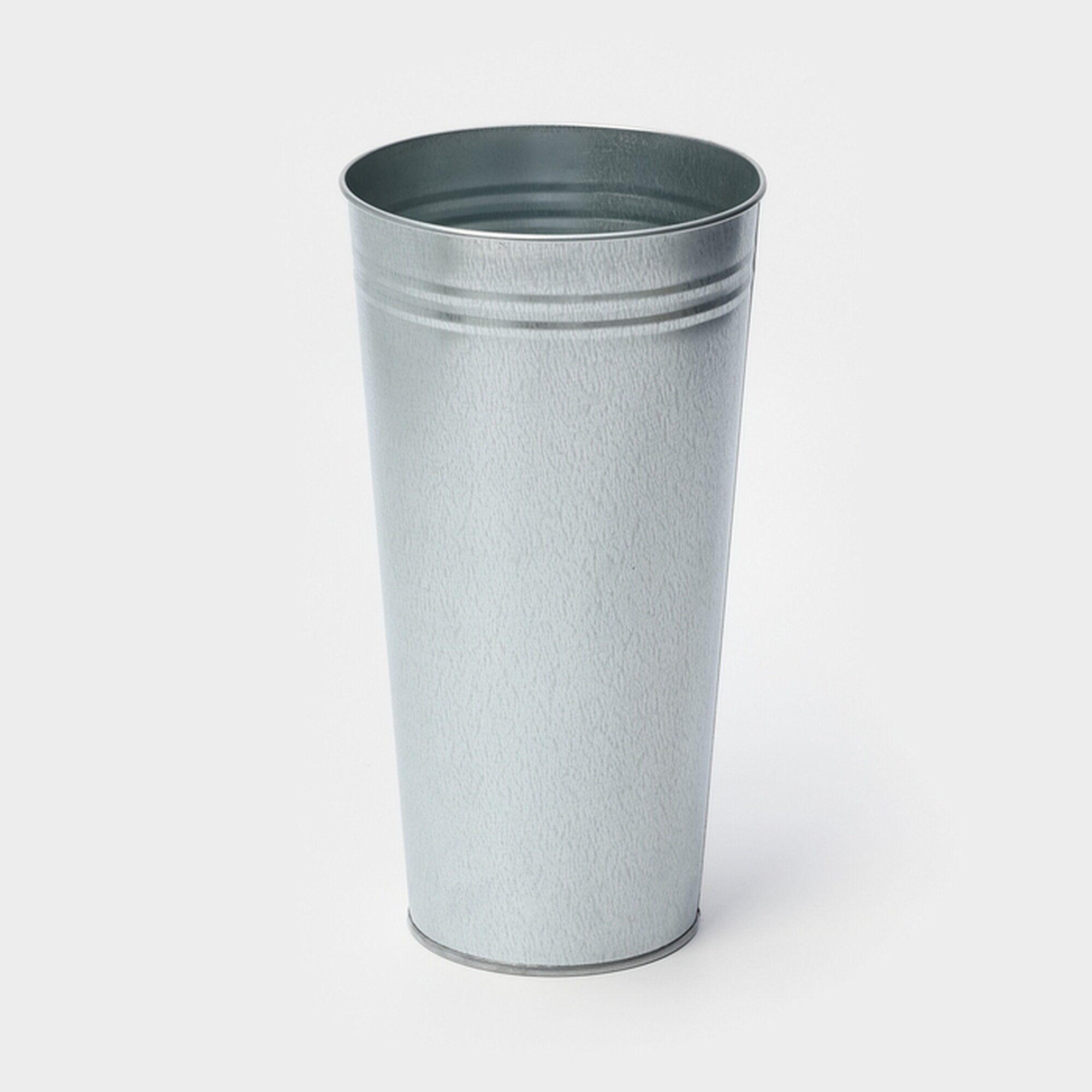 Вазон, оцинкованный, без ручек, цвет серебристый, объем 9л, 39см