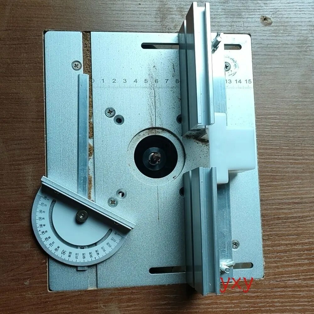 Алюминиевый фрезерный стол, вставная пластина, деревообрабатывающий триммер, электрическая откидная пластина для фрезерования древесины с угловым датчиком для рабочих столов-yxy