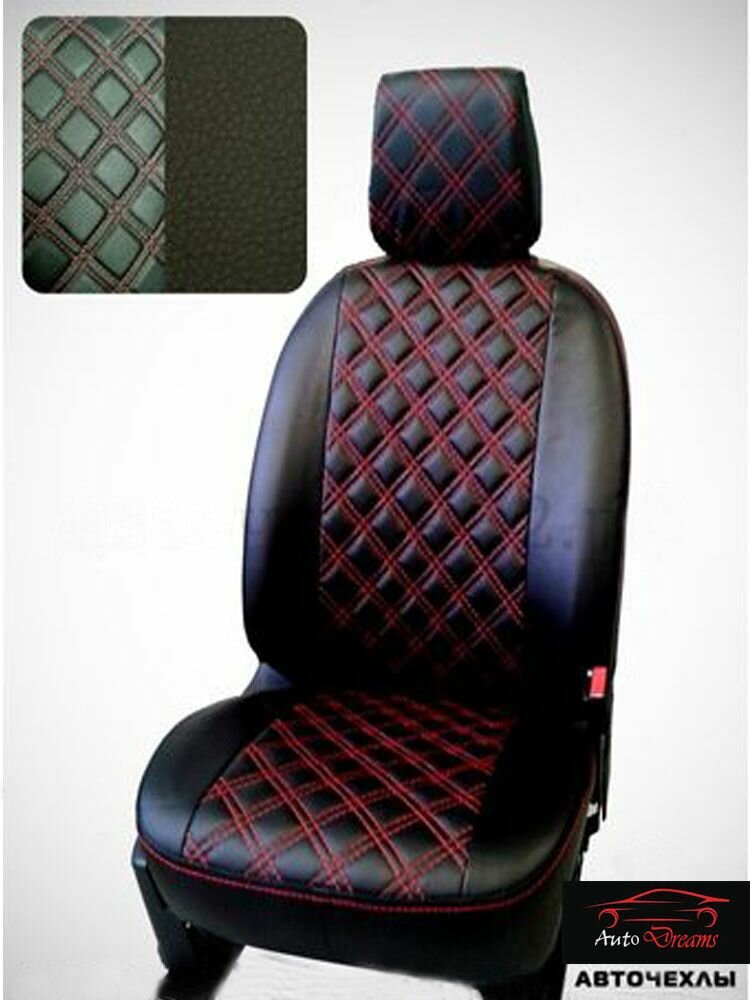 Модельные чехлы из экокожи на Volkswagen Polo V седан (2009-2020) гг. (задний ряд сидений 40/60)