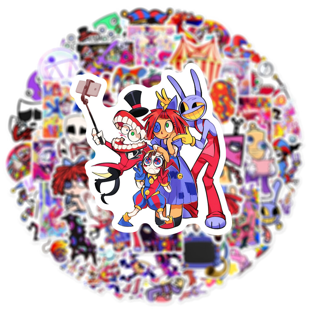 60шт Удивительных Цифровых Цирковых Наклеек для Ноутбука, Скейтборда, Багажа, Чашки