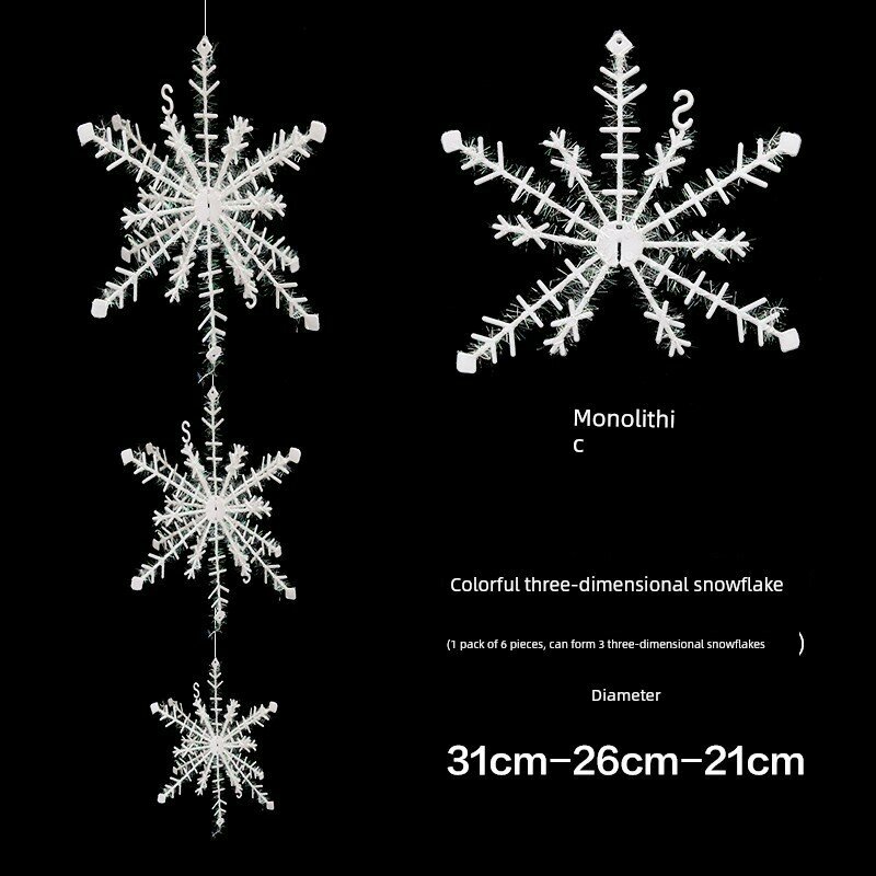 Рождественские украшения для елки в виде снежинок, обернутых проволокой, 10-30 см, гирлянда из снежинок, рождественские