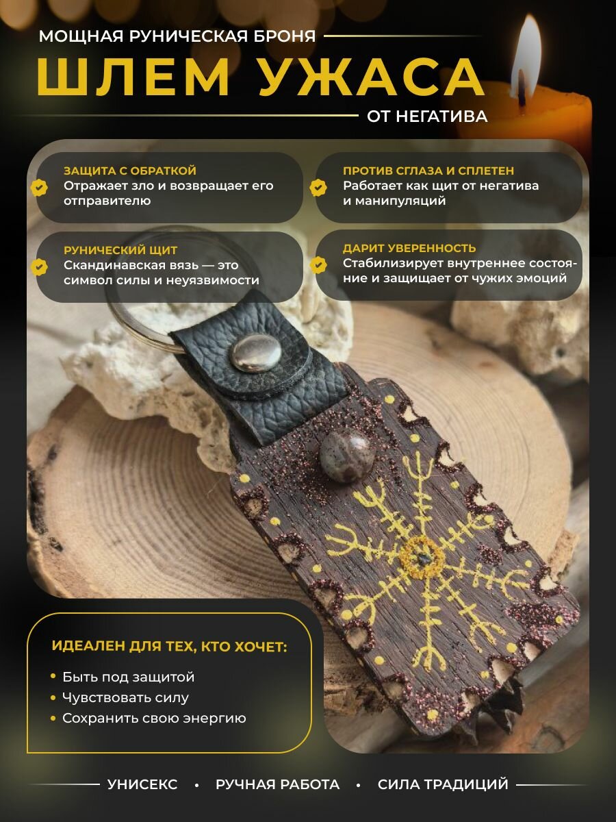 Брелок амулет "Шлем ужаса" защита от сглаза, возврат негатива к отправителю